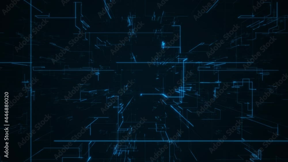 Grid, corner structure from glowing particles, lines. Seamless loop ...