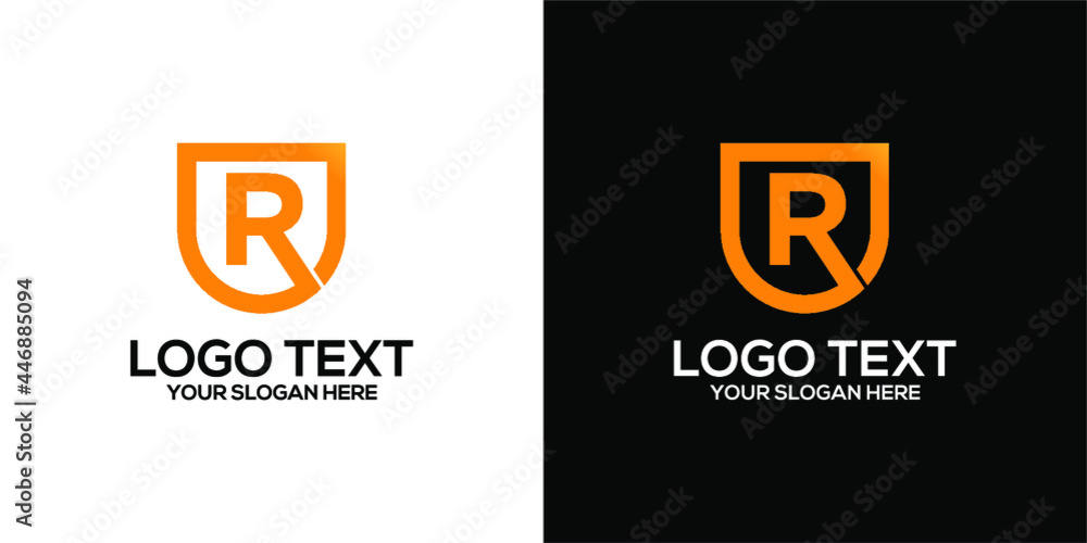 shield logo with letter R concept design vector template illustration ...