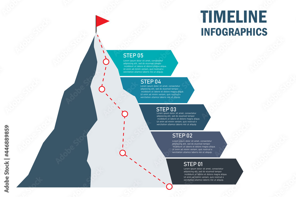 timeline mountain infographics business. 5 steps to success. vector ...
