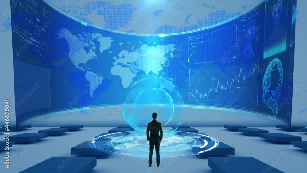 Information technology holographic curved screen display background of ...