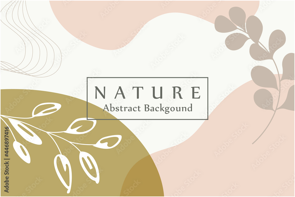 Abstract Nature background with autumn elements, shapes, plants ...