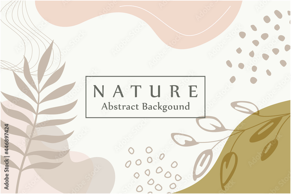 Abstract Nature background with autumn elements, shapes, plants ...