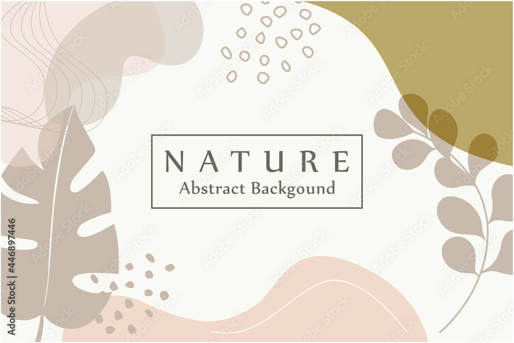 Abstract Nature background with autumn elements, shapes, plants ...