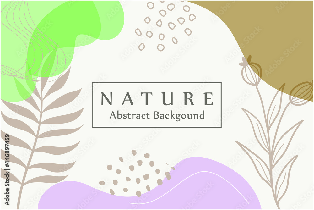 Abstract Nature background with autumn elements, shapes, plants ...