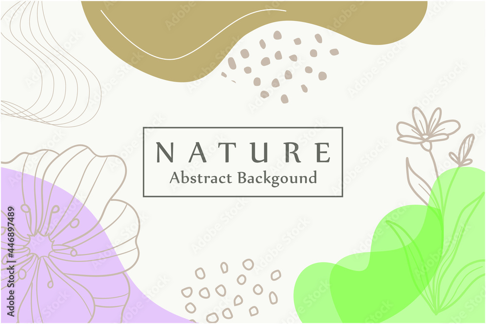 Abstract Nature background with autumn elements, shapes, plants ...