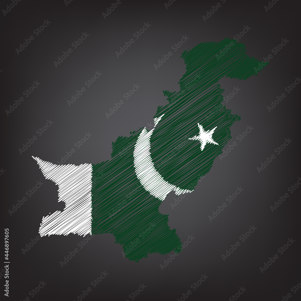 Scribble map of Pakistan. Sketch Country map colors for infographic ...