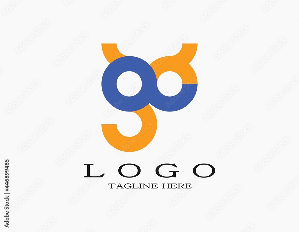 Creative go text logo with blue and orange. Design concept with face ...