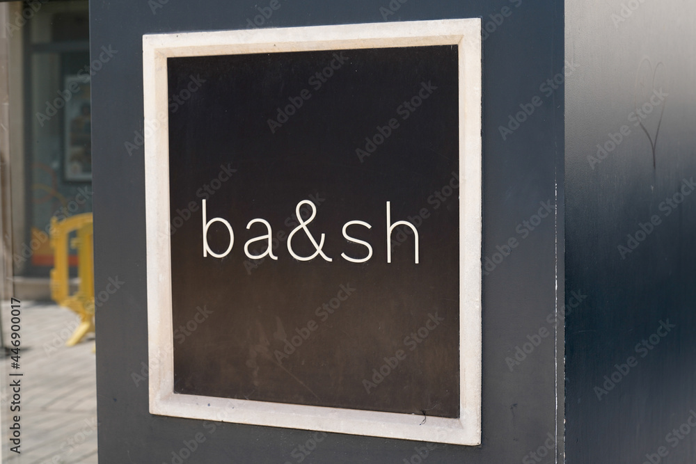 Ba & sh sign text store and logo brand shop on facade boutique Stock ...