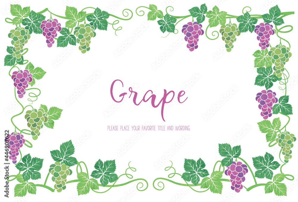 ぶどうイラストの背景フレーム素材 vector de Stock | Adobe Stock