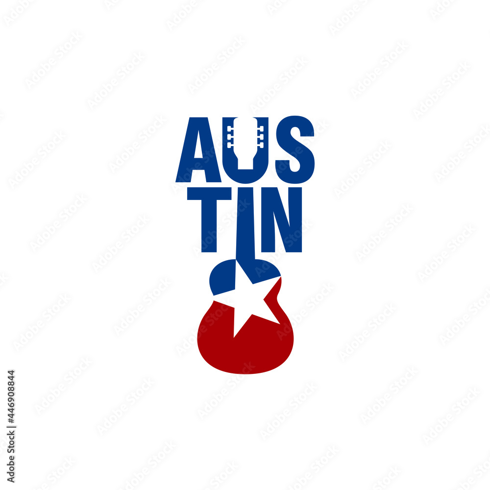 Austin Texas Logo. Guitar Icon. Stock Vector | Adobe Stock