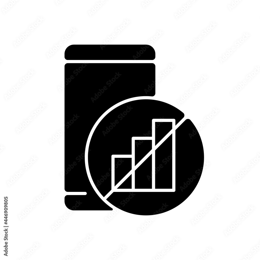 No signal black glyph icon. Mobile phone and signal bars indicator ...