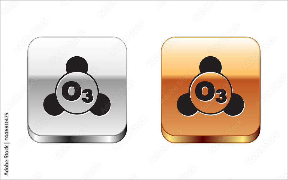 Black Ozone molecule icon isolated on white background. Ozone, O3 ...