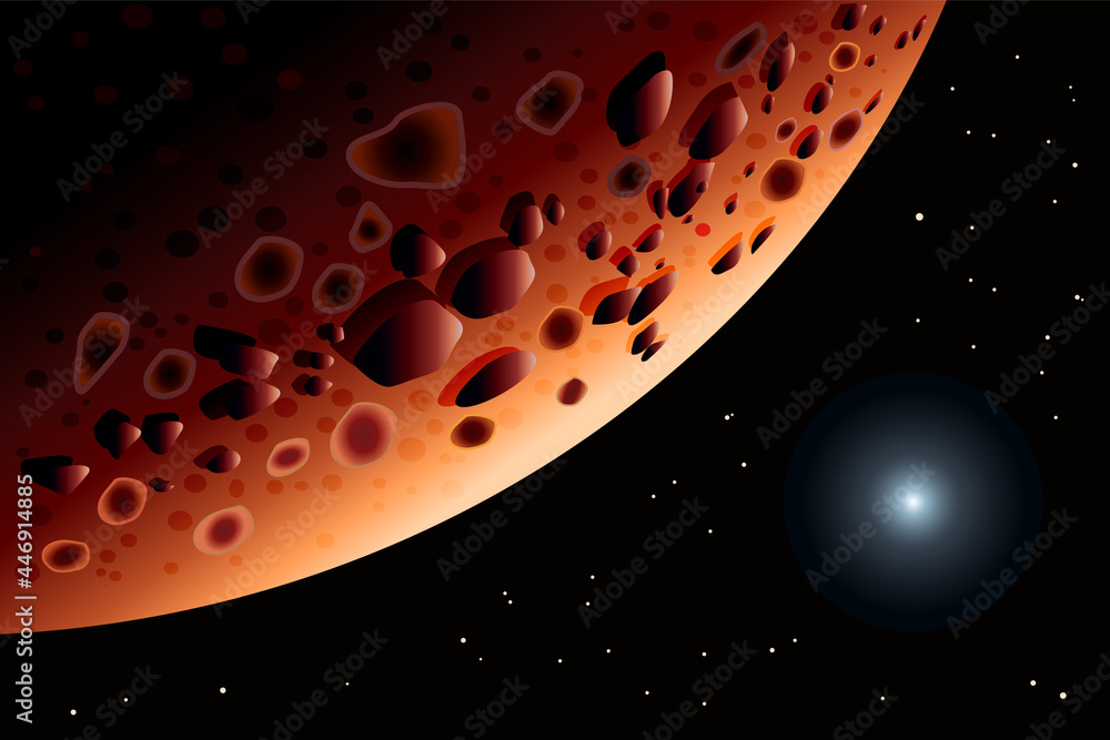 Mars. Solar system planet. Big red planet landscape. Abstract ...