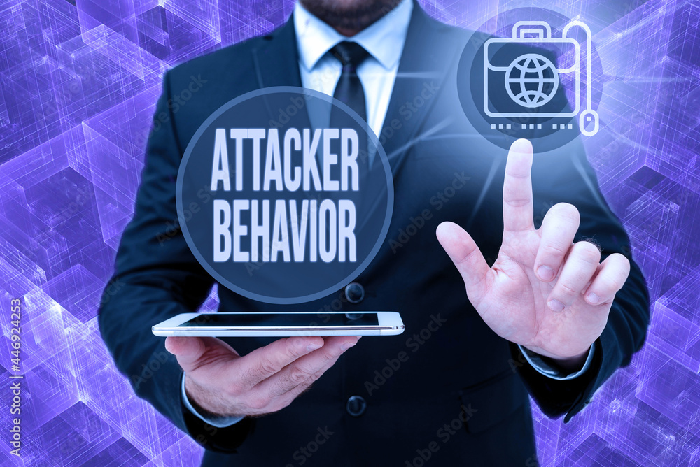 Hand writing sign Attacker Behavior. Business showcase analyze and ...