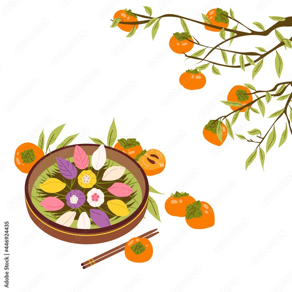 Songpyeon dessert for Chuseok. Half-moon rice cake on Mid Autumn ...