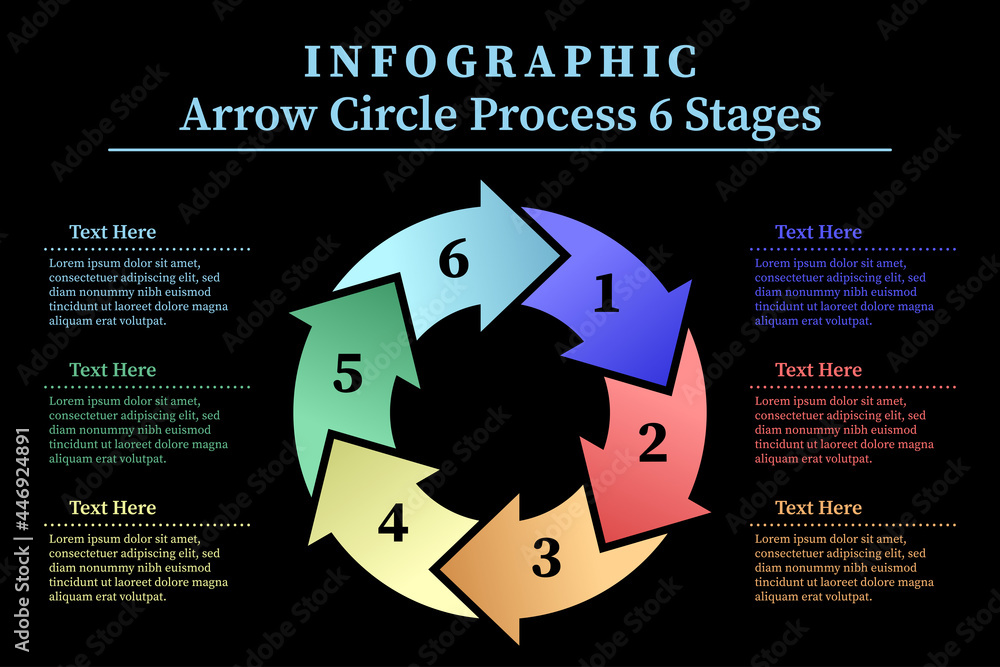 Vector circle infographic. Business concept with 6 arrow options, parts ...