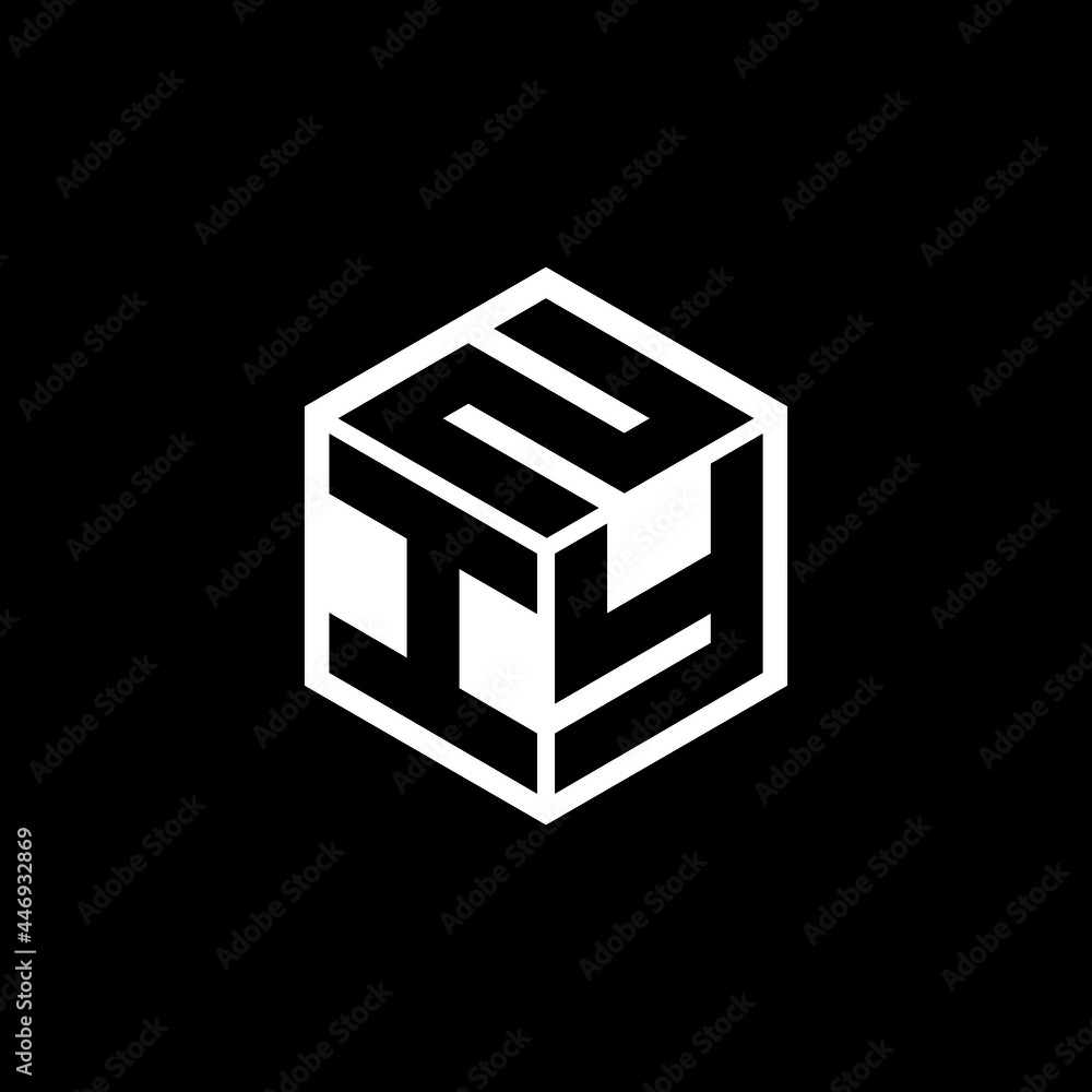 IYN letter logo design with black background in illustrator, cube logo ...