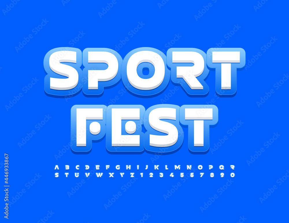 Vector event banner Sport Fest. Modern style Font. Blue and White ...