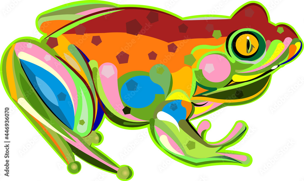 Rainbow frog isolated vector illustration on a white background Stock ...