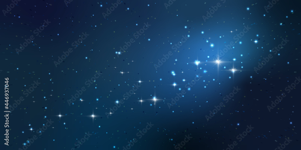 Astrology horizontal star universe background. Starry night sky, blue ...