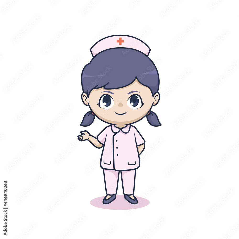 Chibi cute nurse character design Stock Vector | Adobe Stock