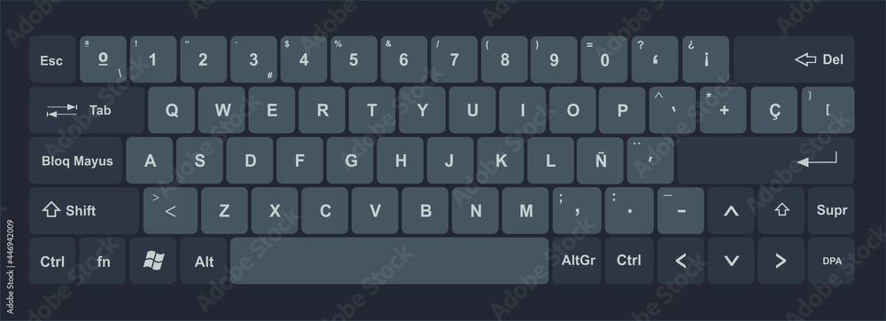 Naklejka Keyboard with black and dark gray keys, and all symbols ...