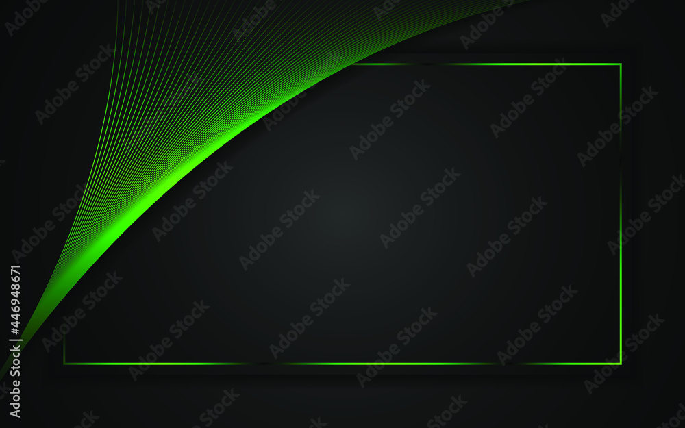 elegant green light lines on black background Stock Vector | Adobe Stock