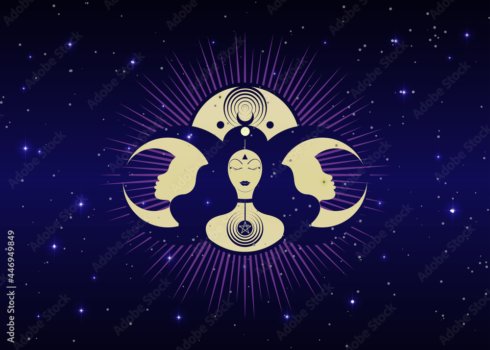 Woman Wicca mother earth symbol of sexual procreation. Spiral goddess ...