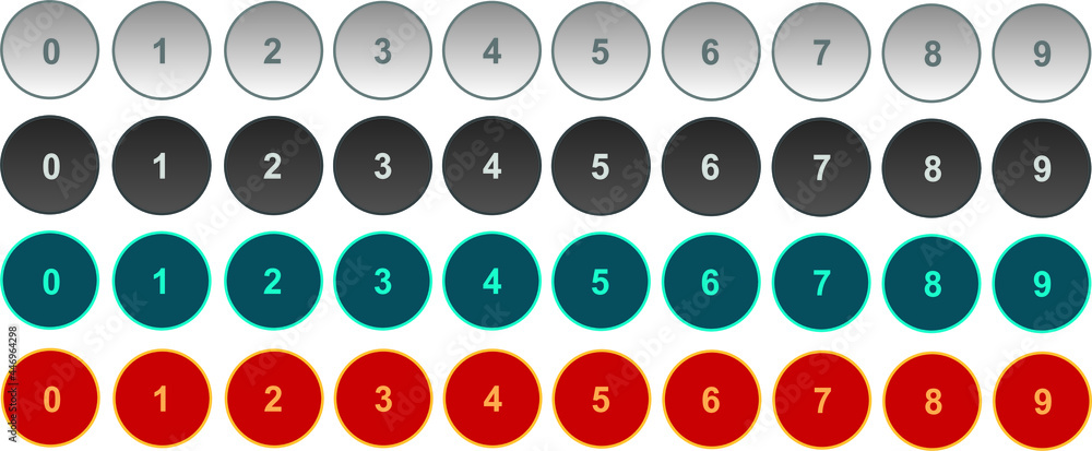 numbers in round or circular keys from a keypad - different editable ...