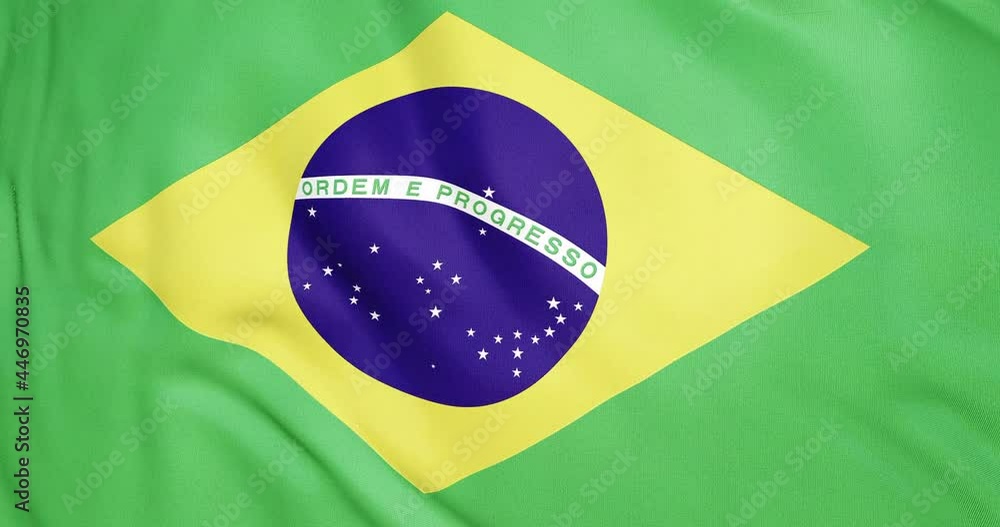 Flag of Brazil waving 3d animation. The emblem of Brazil flag. Seamless ...