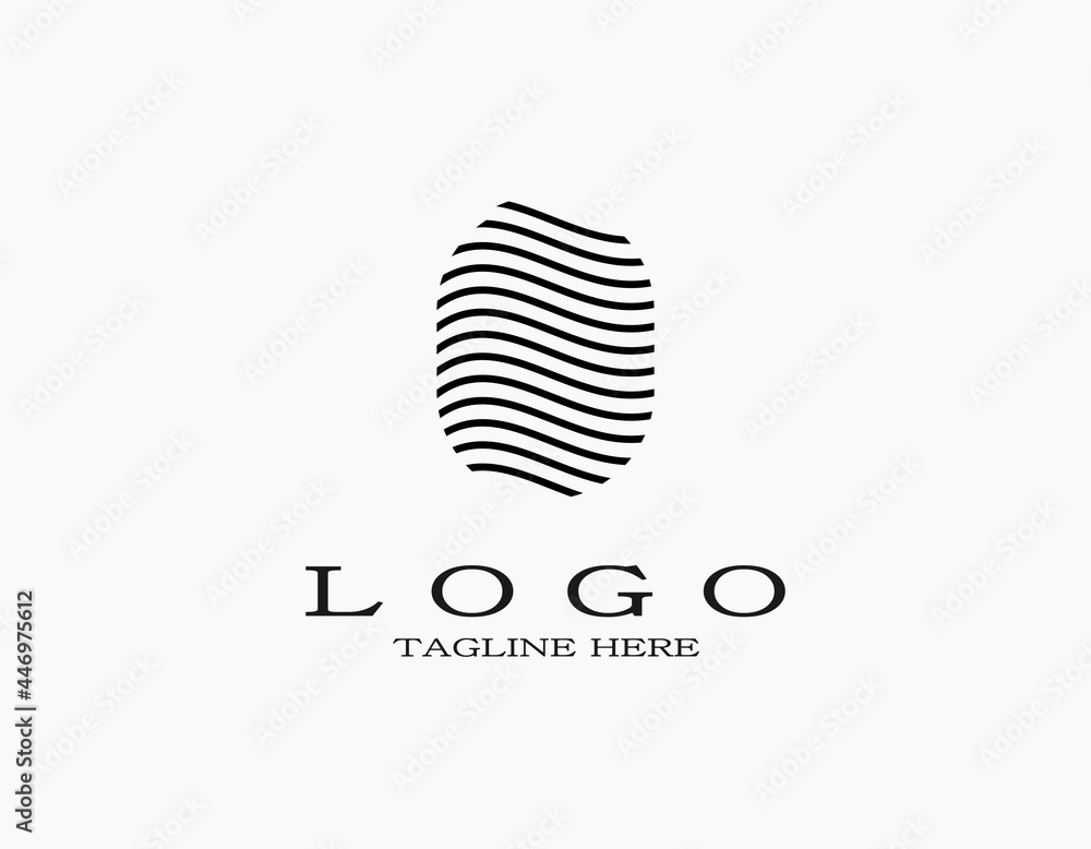 Simple Minimal Fingerprint Logo With Black Lines On A White Background Stock Vector Adobe Stock