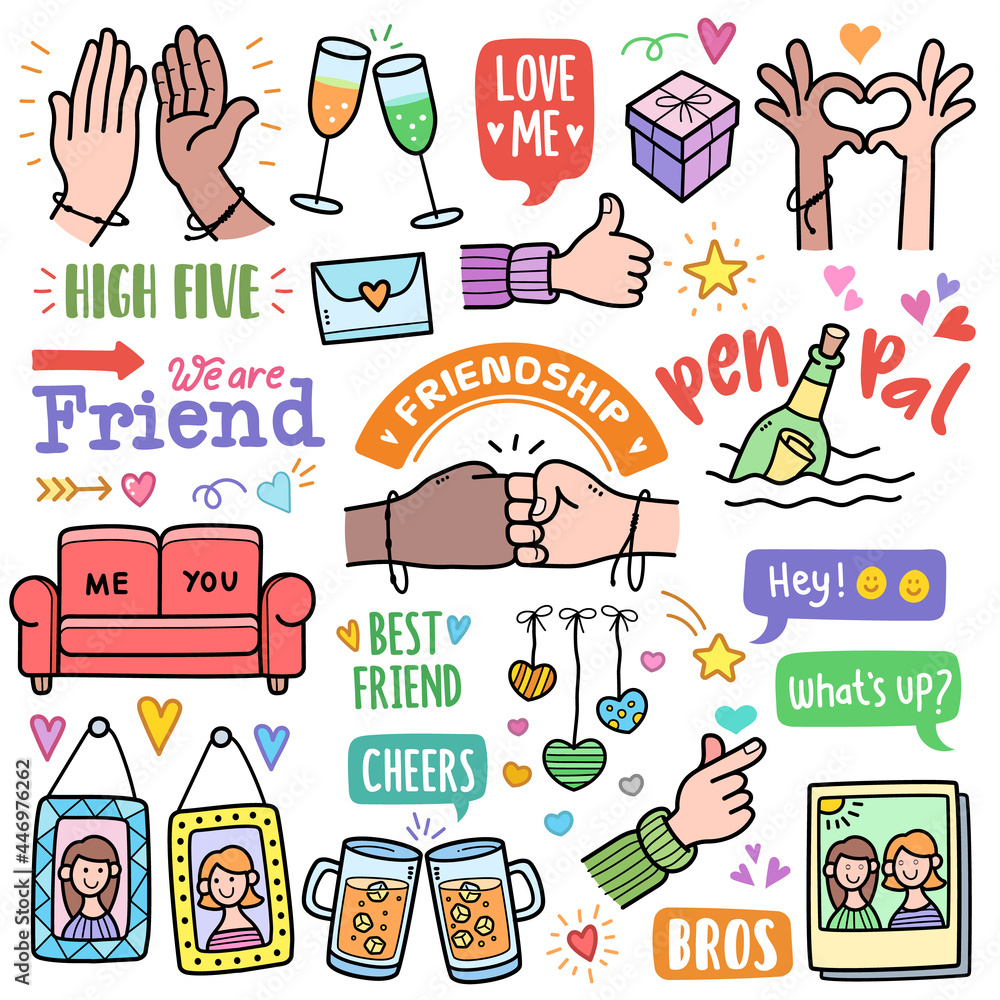 Abstract Friendship Concept Color Doodle Illustration Stock Vector ...