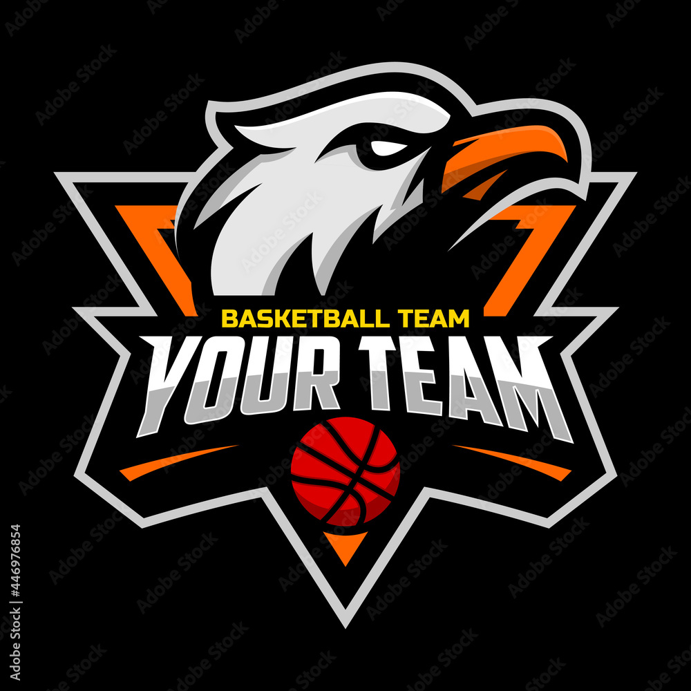 Eagle mascot for a basketball team logo. Vector illustration. Great for team or school mascot or ...