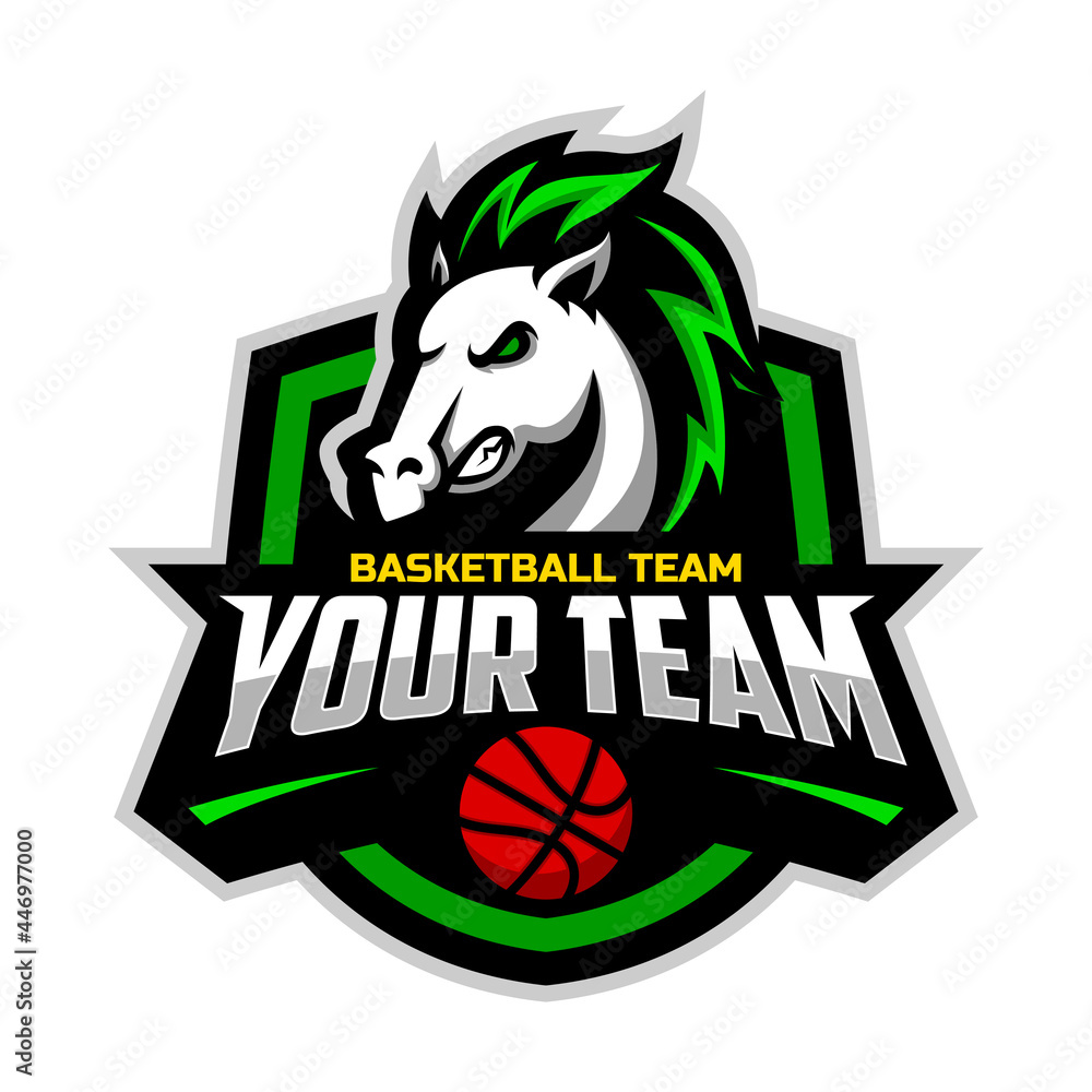 Horse mascot for a basketball team logo. Vector illustration. Great for ...