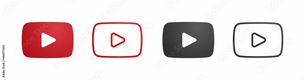 play button YouTube, you tube video icon, logo symbol red banner, flat ...