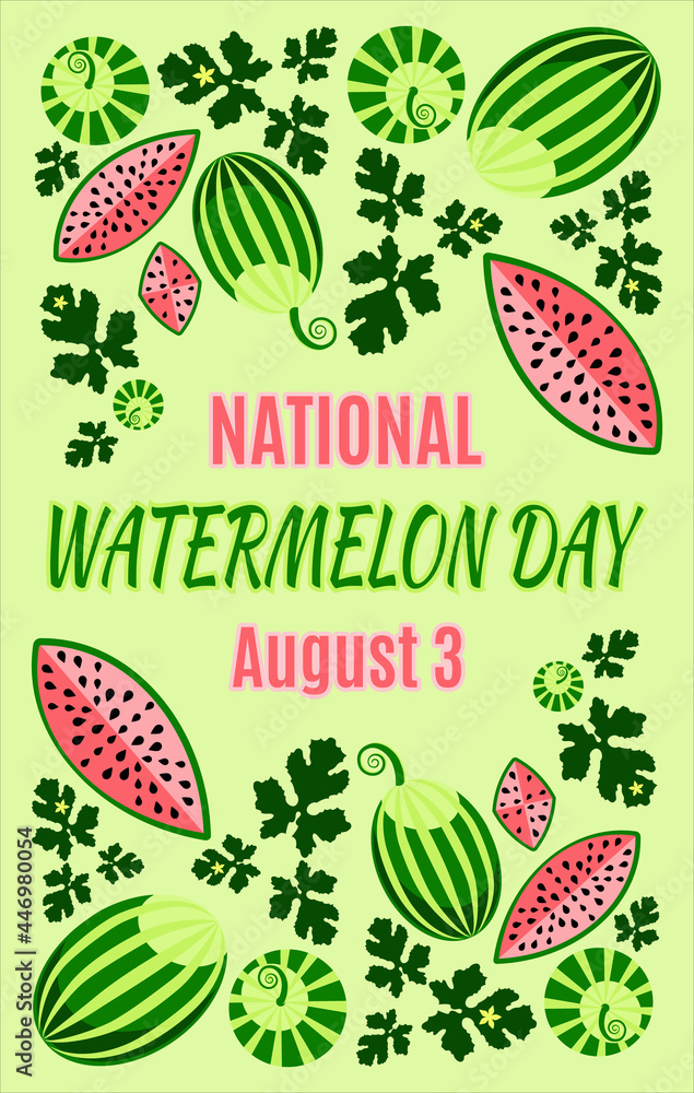 Poster, postcard dedicated to the celebration of National Watermelon ...