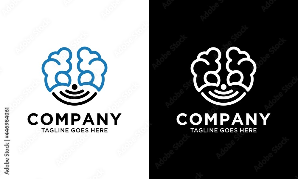 Brain neuro technology logo iconic. Brain network wifi signal. Branding ...