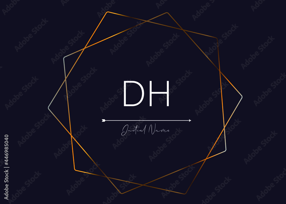 Stylish and elegant Golden polygon with letter DH with dark blue ...