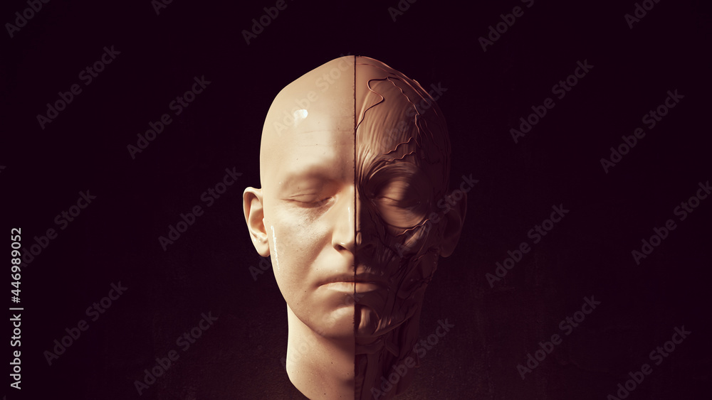 Human Ecorche Flayed Head Face Anatomical Musculature Display Halloween ...