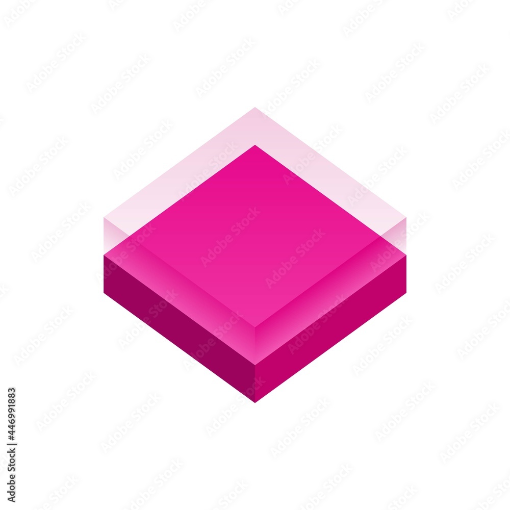 Cube Icon Design. Pink decorative glass cube. 3D Isometric Cube. Vector ...