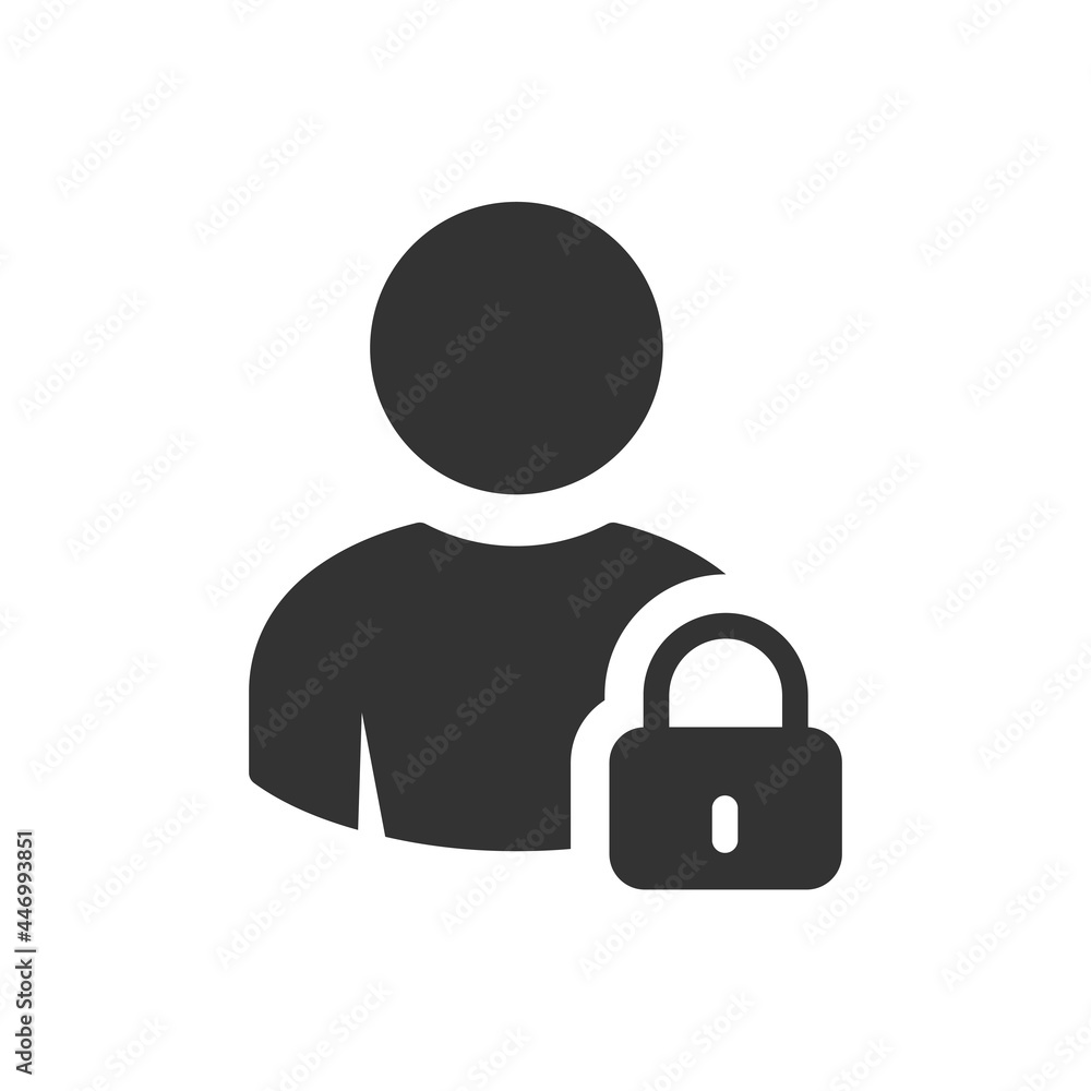 Locked account. User with padlock. Profile security. Profile, secure ...