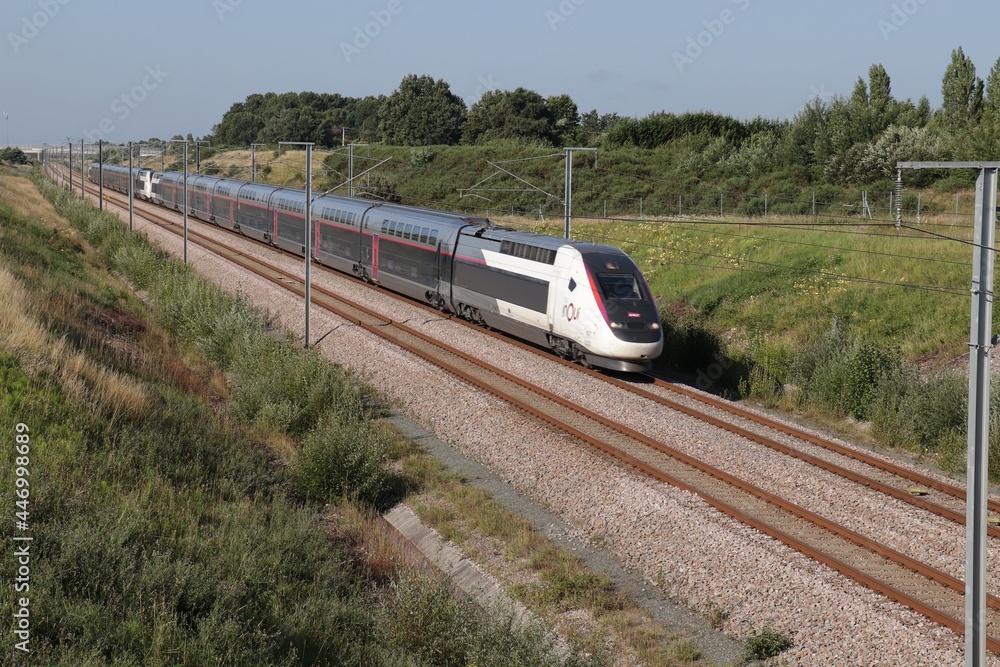 2021.07.24 Passage d’un TGV INOUI de la SNCF sur la LGV SEA Stock Photo | Adobe Stock