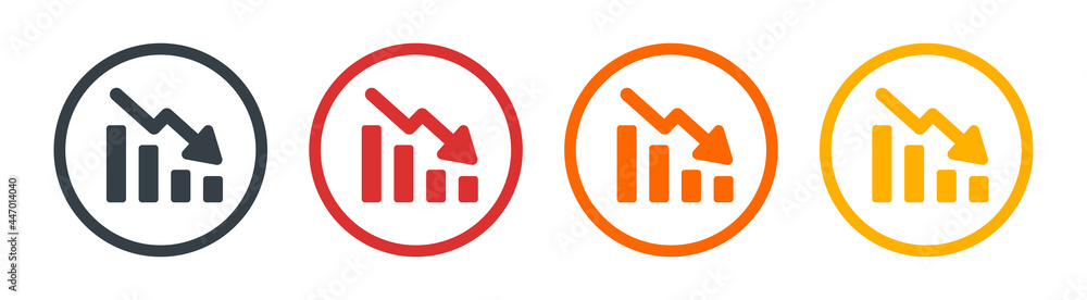 Decreasing graph symbol. Chart declining arrow icon. Recession vector ...
