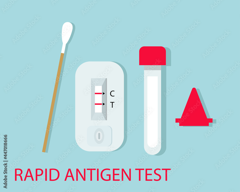 Rapid Antigen Test Kit concept. Covid-19 crisis. Cartoon vector style ...