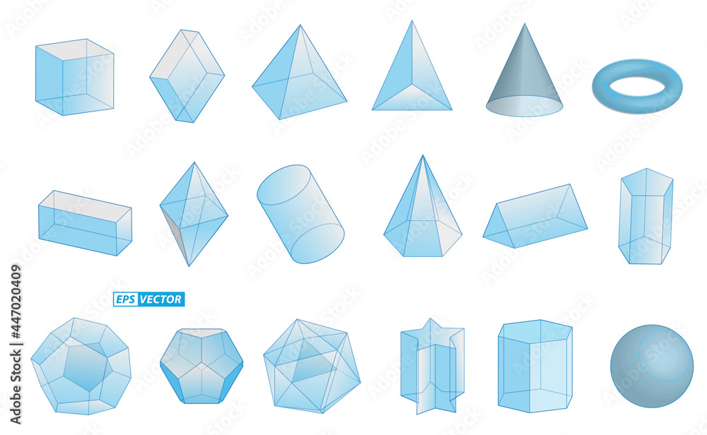 set of realistic geometric shapes isolated or basic 3d shapes or ...