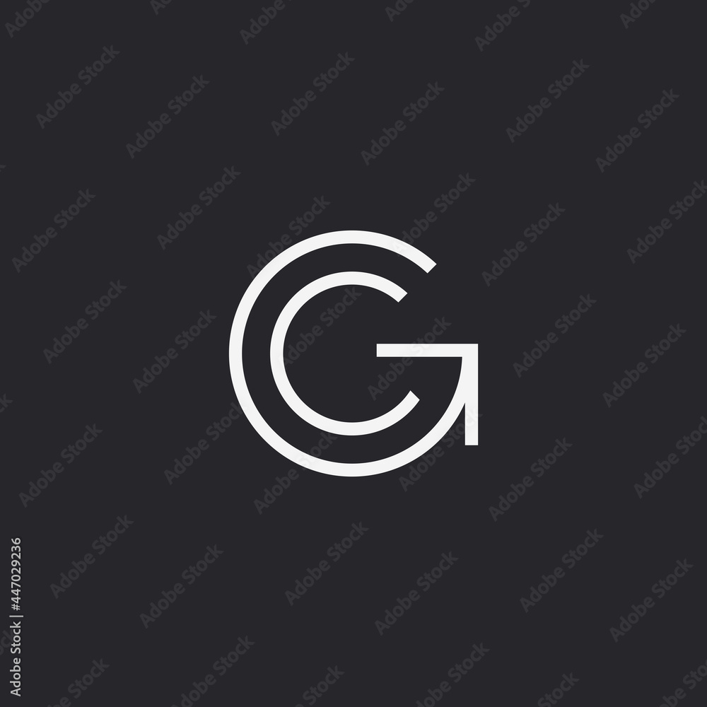 Letter CG line art logo design template. black background. Stock Vector ...