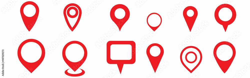 Vetor de Simple map pin. Map marker pointer icon set. Modern map markers. location pin sign. Map ...