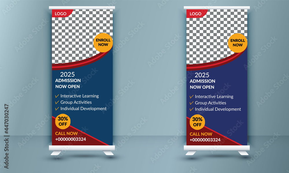 Rollup banner design with simple shapes for minimalistic company ...