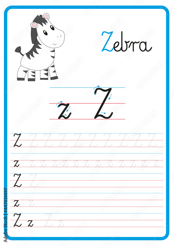 Plansza do nauki pisania liter alfabetu, litera z Stock Vector | Adobe ...