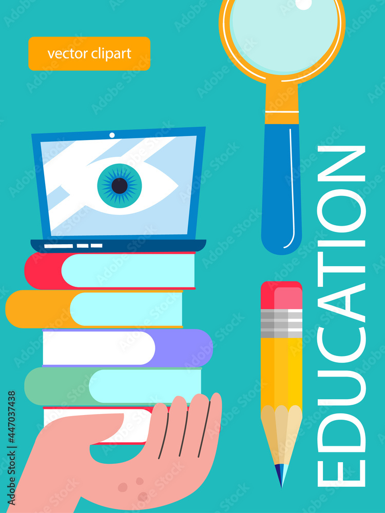 Education, school. Vector poster, banner template. A set of cliparts ...